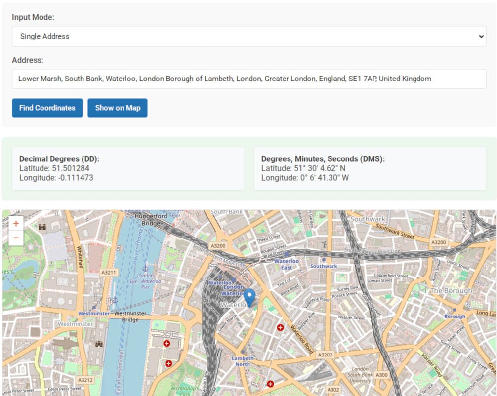 GPS coordinates converter